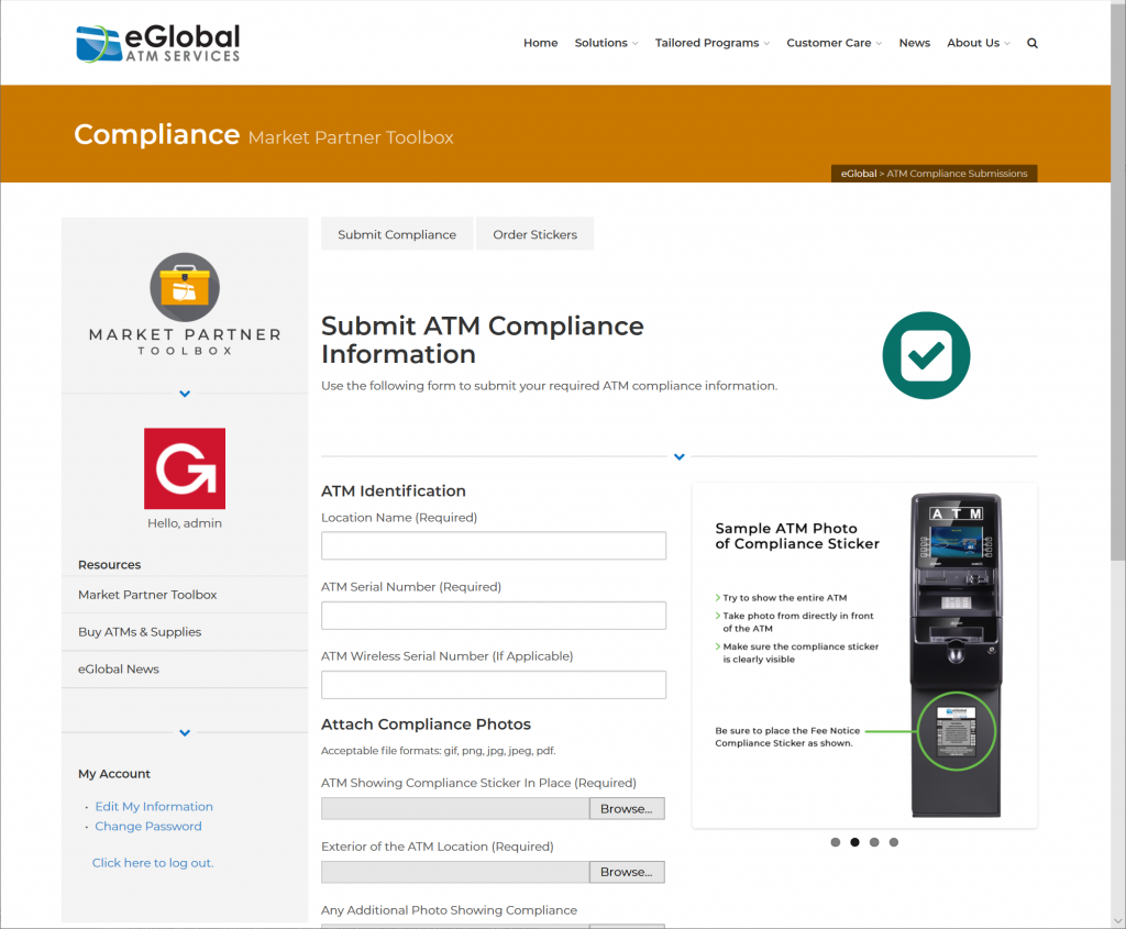 eGlobal nears completion of a new website. | eGlobal ATM Services